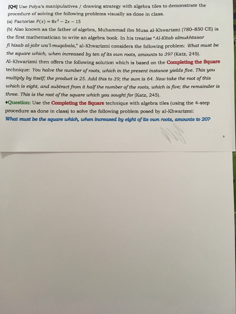 Solved 104) Use Polya's manipulatives / drawing strategy | Chegg.com