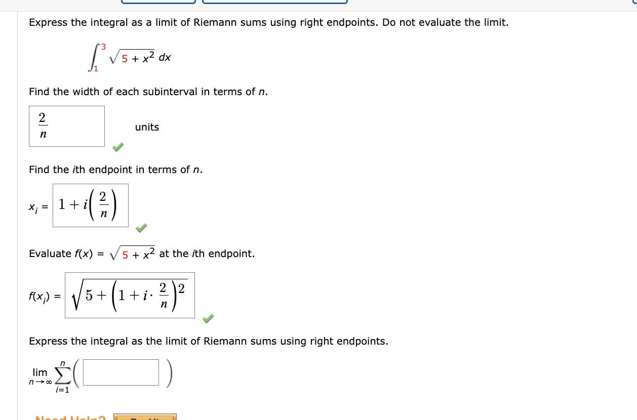 Solved Express the integral as a limit of Riemann sums using | Chegg.com