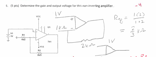 Solved 5. (5 pts) Determine the gain and output voltage for | Chegg.com