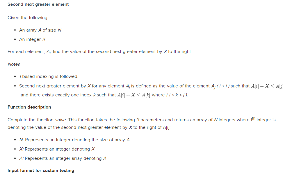 - Second next greater element by X for any element Al | Chegg.com