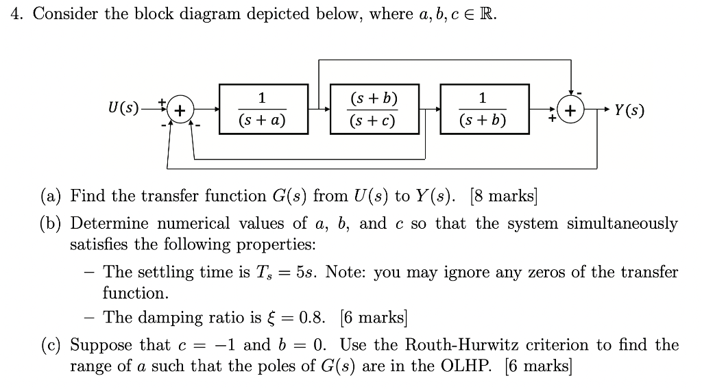 Solved 4. Consider the block diagram depicted below, where | Chegg.com