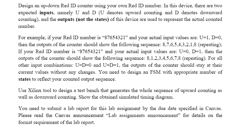 Solved Design an up-down Red ID counter using your own Red | Chegg.com