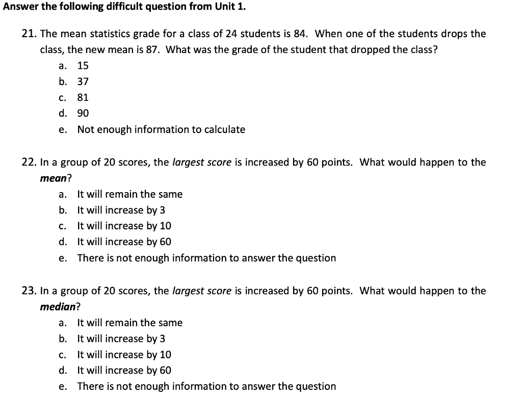 Solved Answer the following difficult question from Unit 1. | Chegg.com
