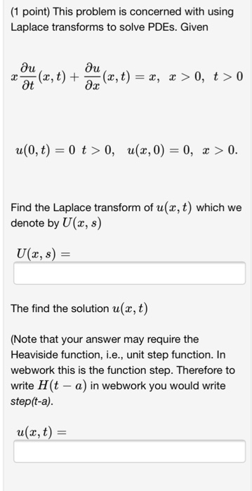 Solved This problem is concerned with using Laplace | Chegg.com