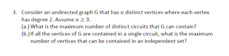 Solved 3. ﻿Consider an undirected graph G that has \( ﻿n \) | Chegg.com