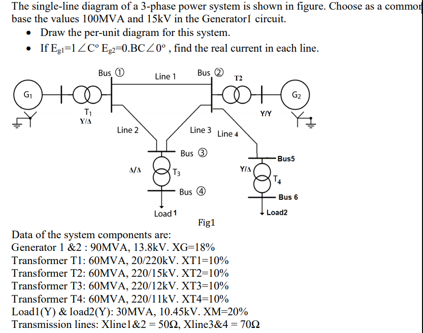 The single-line diagram of a 3-phase power system is | Chegg.com