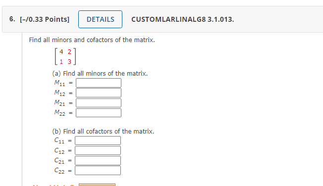 Solved 6. [-10.33 Points] DETAILS CUSTOMLARLINALG8 3.1.013. | Chegg.com