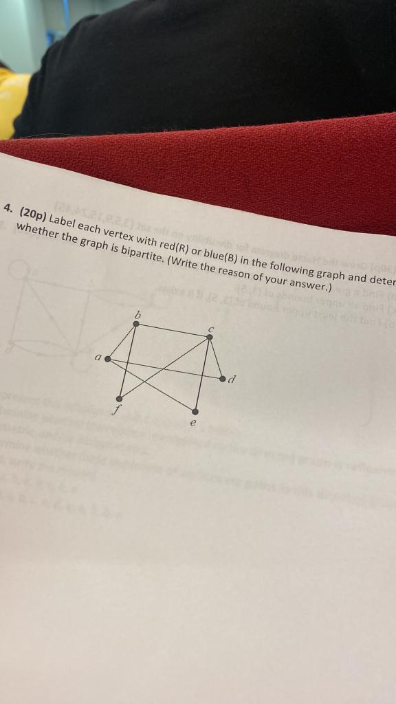 Solved 4. (20p) Label each vertex with red(R) or blue(B) in | Chegg.com