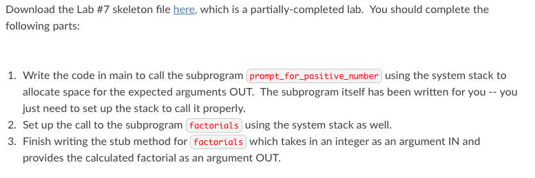 Download the Lab #7 skeleton file here, which is a | Chegg.com