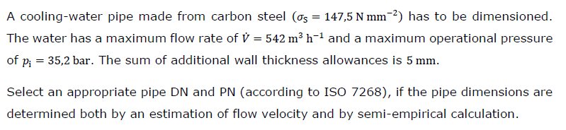 Solved = A cooling-water pipe made from carbon steel (os = | Chegg.com