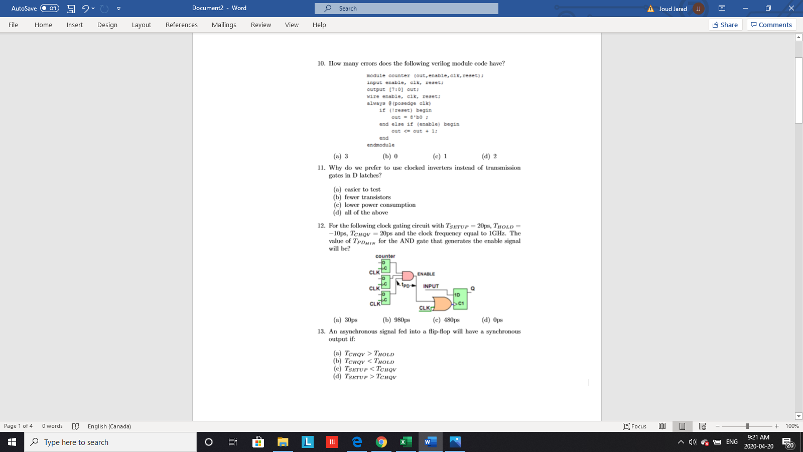Solved Document2 - Word Search A Joud Jarad - O AutoSave Off | Chegg.com
