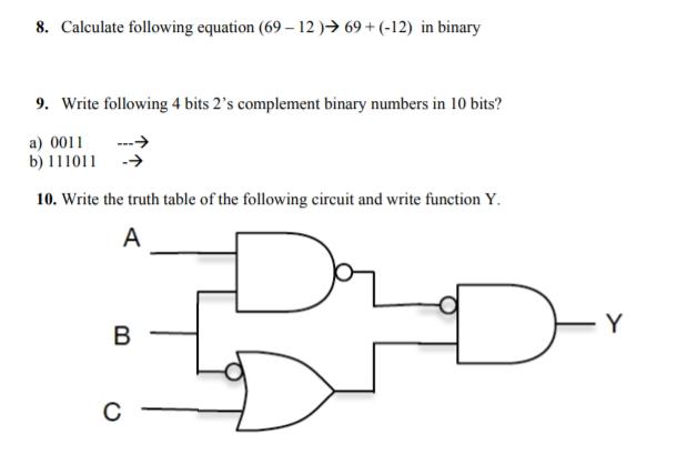 Solved 8. Calculate following equation (69 - 12 )→ 69+ (-12) | Chegg.com
