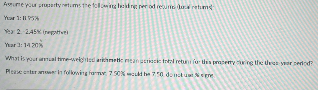 Solved Also, what is the annual time-weighted geometric mean | Chegg.com