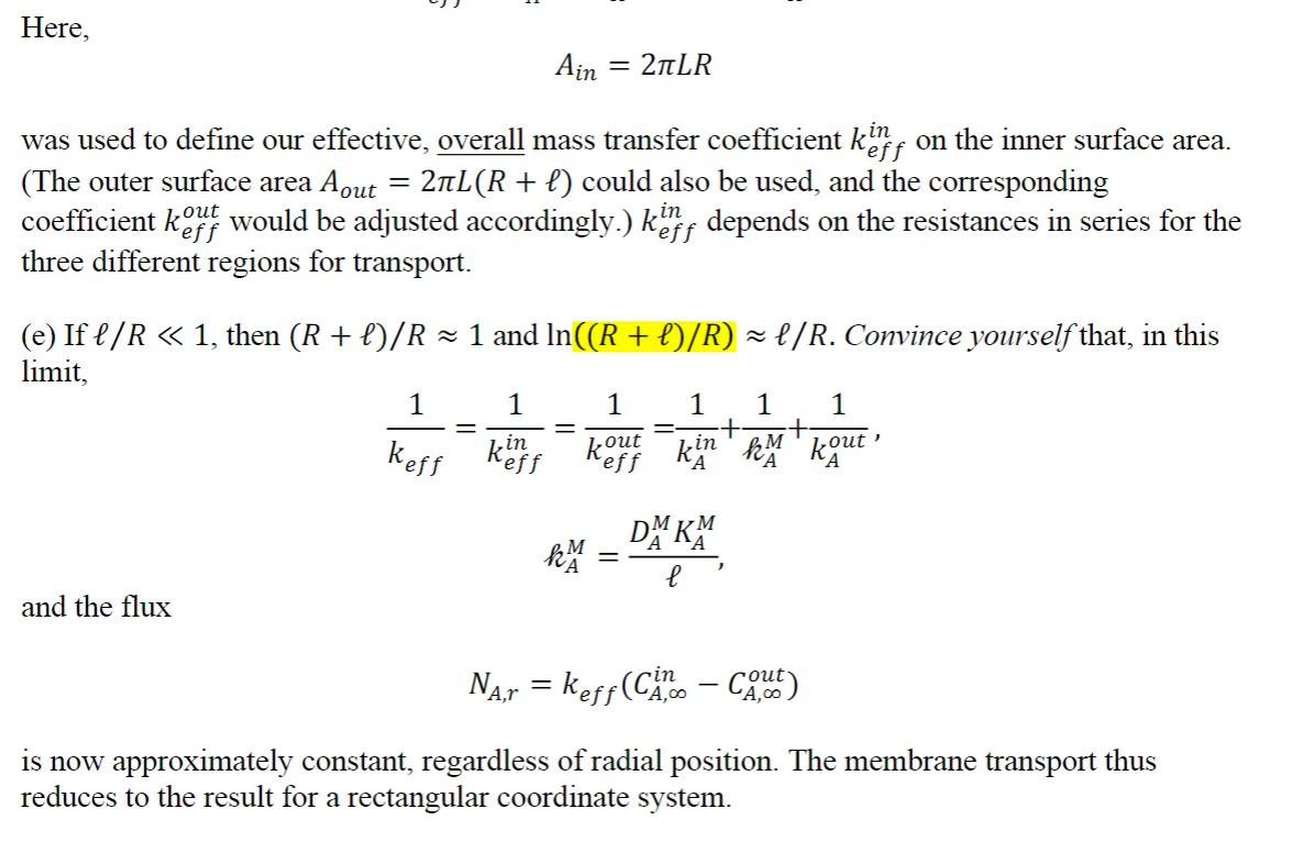 Problem Set 3 1. A hollow fiber membrane device | Chegg.com