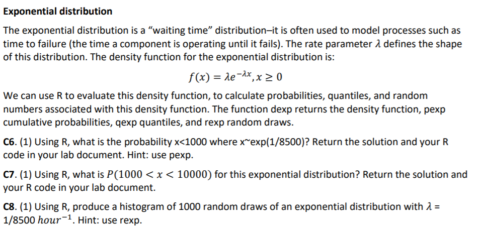 Solved Exponential distribution The exponential distribution | Chegg.com