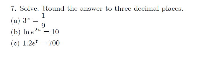 Solved 7. Solve. Round the answer to three decimal places. | Chegg.com