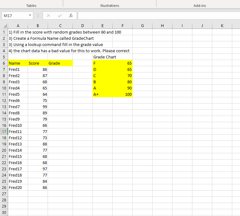 Solved Tables Illustrations Add-ins M17 for A B с DE F G H J | Chegg.com
