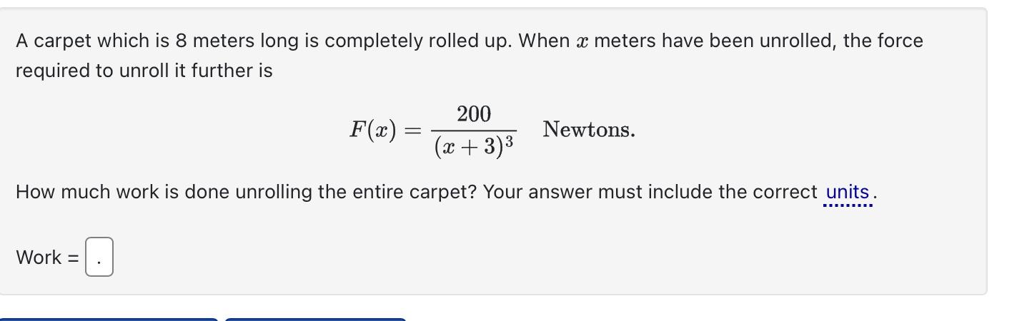 Solved A carpet which is 8 meters long is completely rolled | Chegg.com