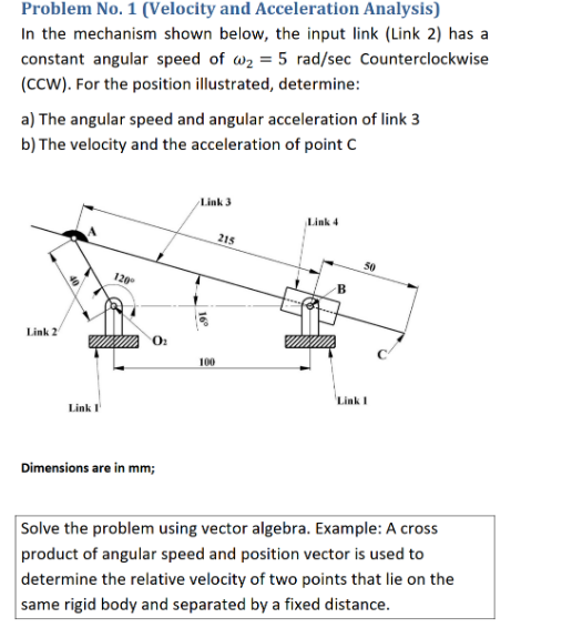 Solved Problem No. 1 (Velocity and Acceleration Analysis) In | Chegg.com