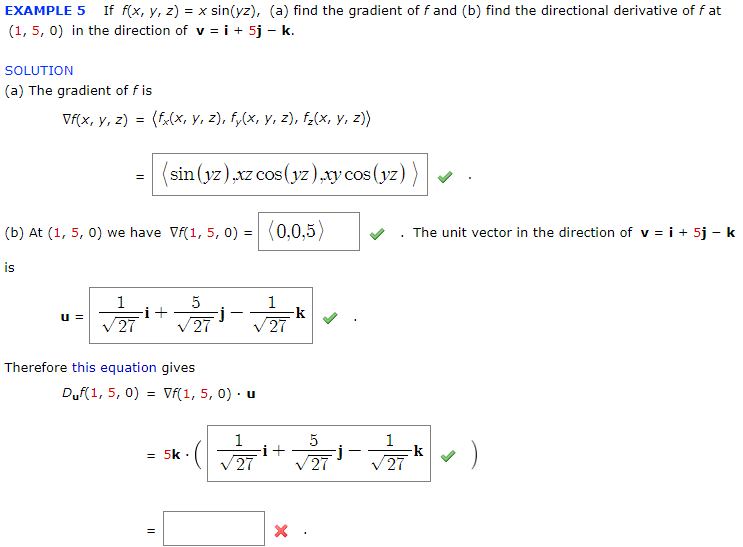 Solved EXAMPLE 5 If f(x, y, z) -x sin(yz), (a) find the | Chegg.com