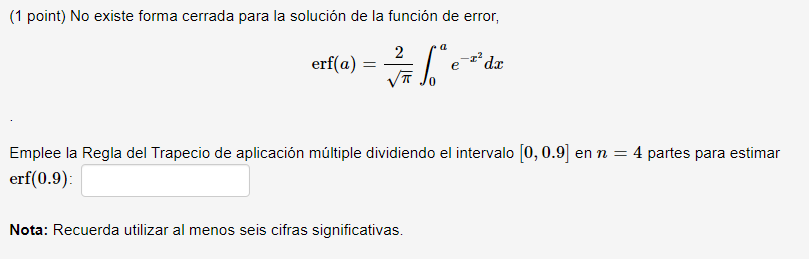 Solved (1 point) There is no closed form for the solution of | Chegg.com