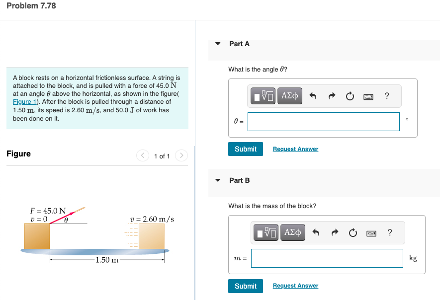 Solved A block rests on a horizontal frictionless surface. A | Chegg.com
