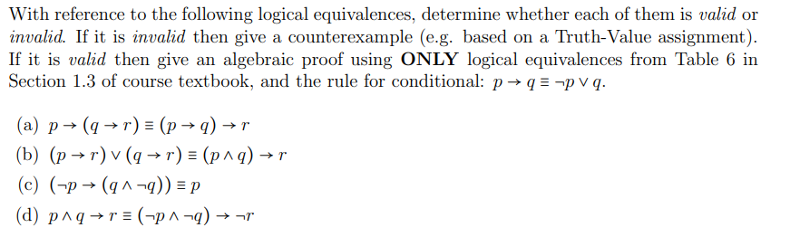Solved With reference to the following logical equivalences, | Chegg.com