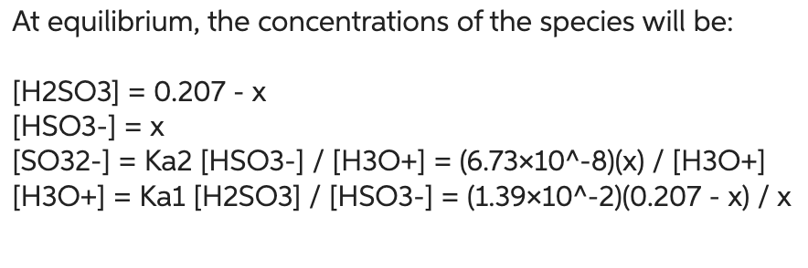 Solved At equilibrium, the concentrations of the species | Chegg.com