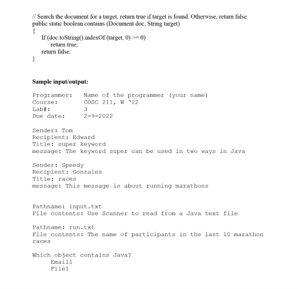 Solved Exploring Inheritance Define a class named 'Document' | Chegg.com