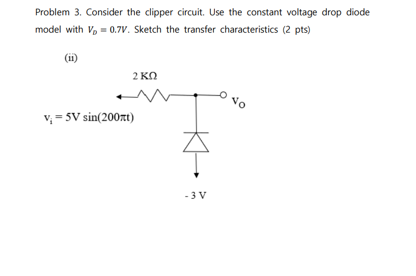 Solved Problem 3. Consider the clipper circuit. Use the | Chegg.com