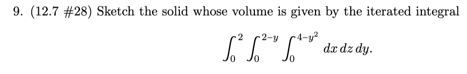 Solved 9. (12.7\#28) Sketch the solid whose volume is given | Chegg.com