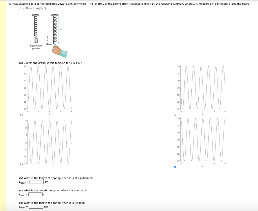 Solved A mass attached to a spring oscillates upward and | Chegg.com