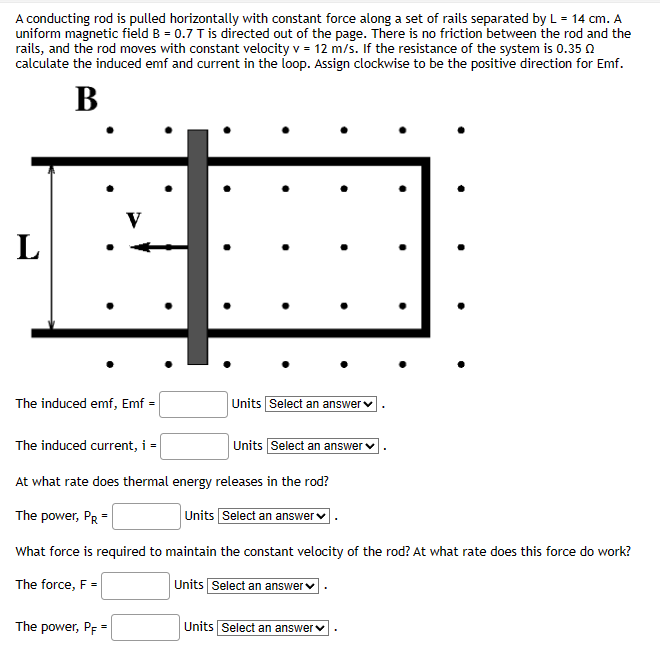 Solved A conducting rod is pulled horizontally with constant | Chegg.com