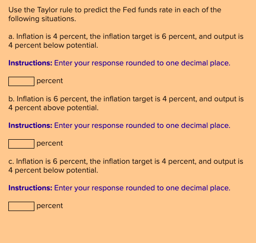 Solved Use the Taylor rule to predict the Fed funds rate in | Chegg.com