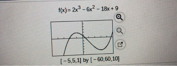 Solved f(x)= 2x3-6x2-18x + 9 [-55,1] by [-60,60, 101 a. | Chegg.com