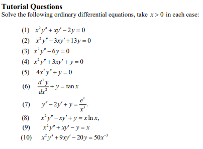 Solved Tutorial Questions Solve the following ordinary | Chegg.com