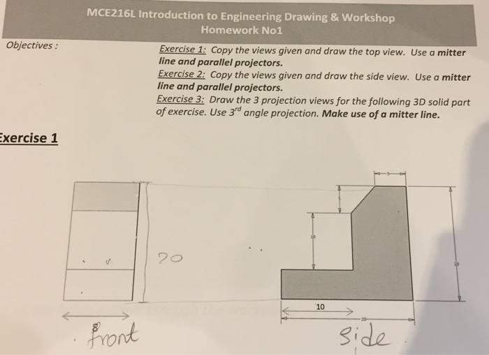 Solved Copy the views given and draw the top view. Use a | Chegg.com