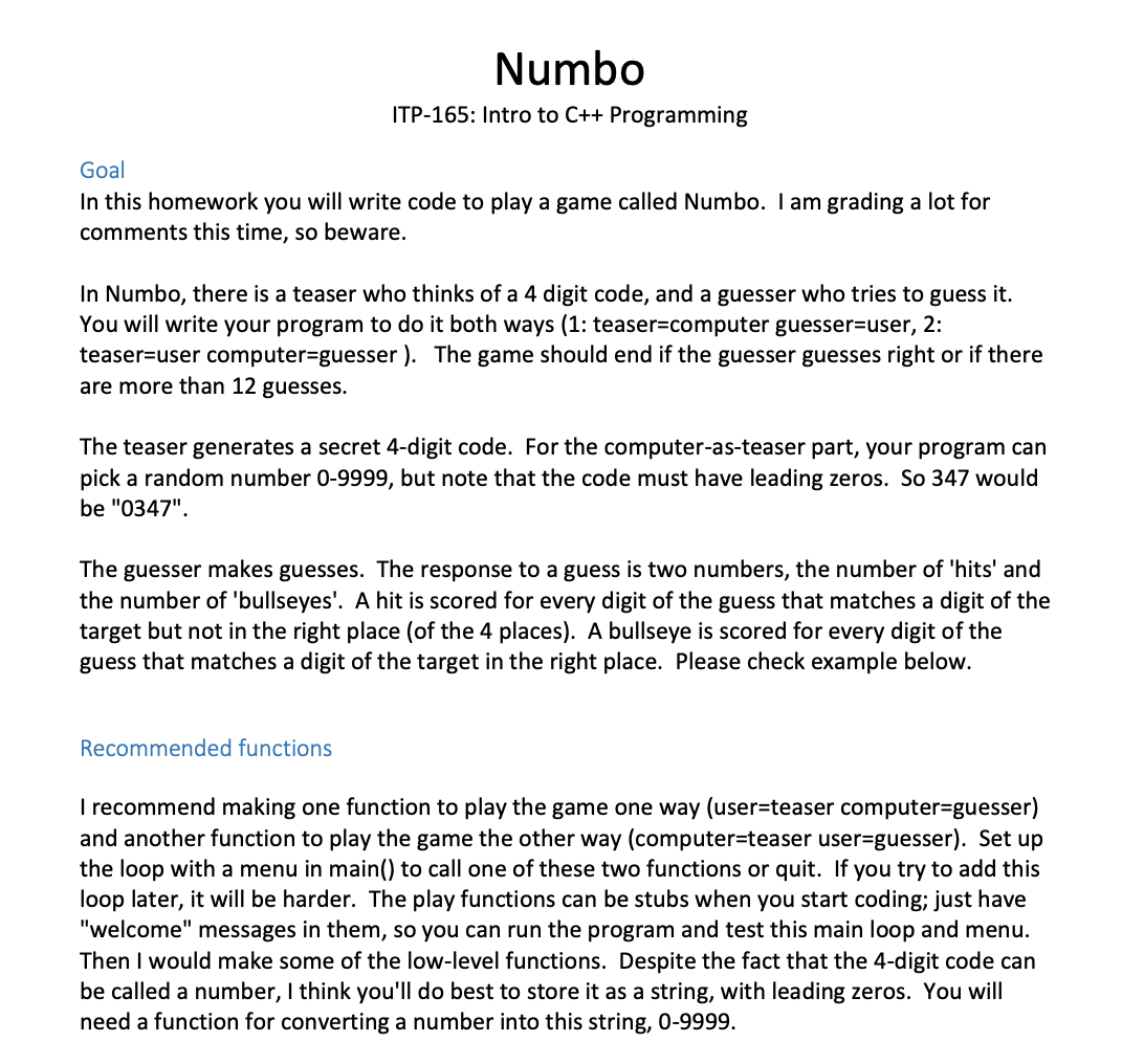 Solved Numbo Itp 165 Intro To C Programming Goal In This 9834