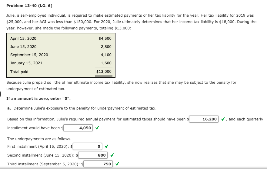 Solved Problem 13 40 LO 6 Julie A Self employed Chegg Solved Problem 13 40 LO 6 Julie A Self employed Chegg