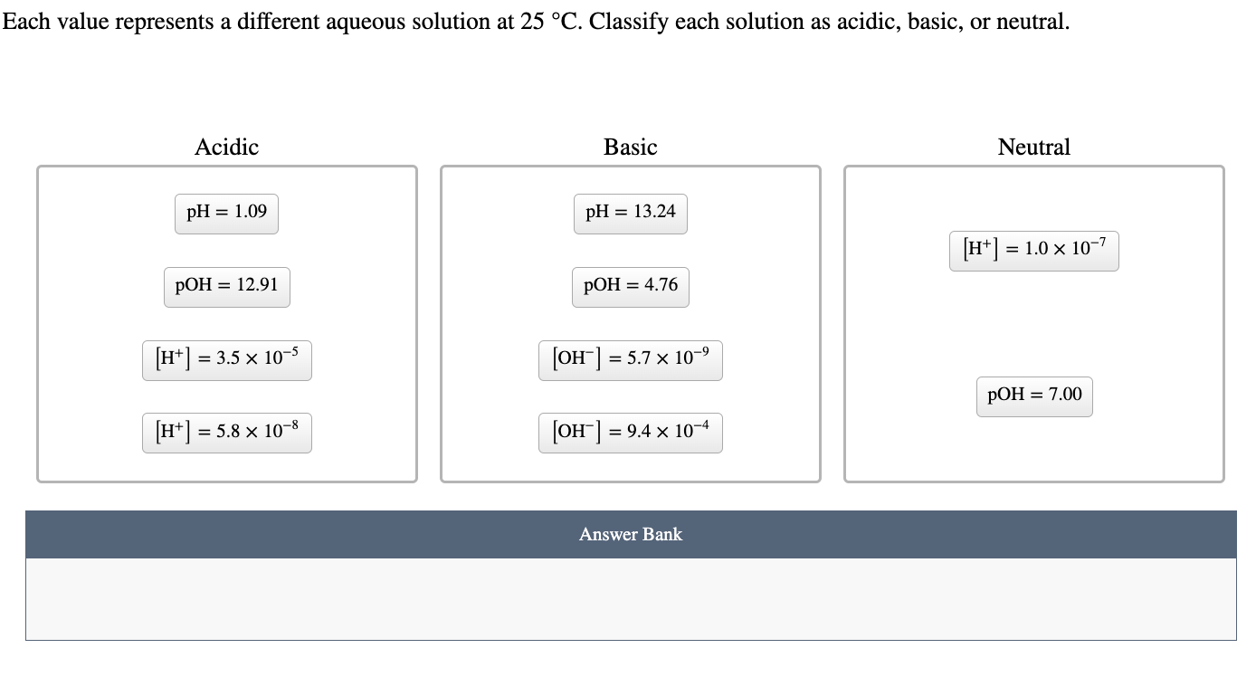 Solved Each value represents a different aqueous solution at | Chegg.com