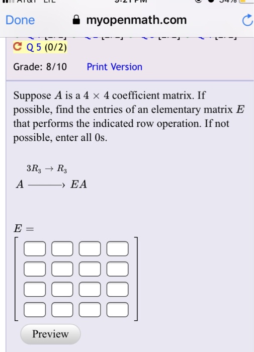 Solved Done a myopenmath.com C Q 5 (0/2) Grade: 8/10 Print | Chegg.com