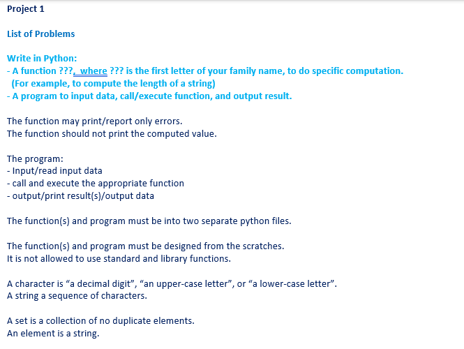 Solved List of Problems Write in Python: - A function ??? | Chegg.com