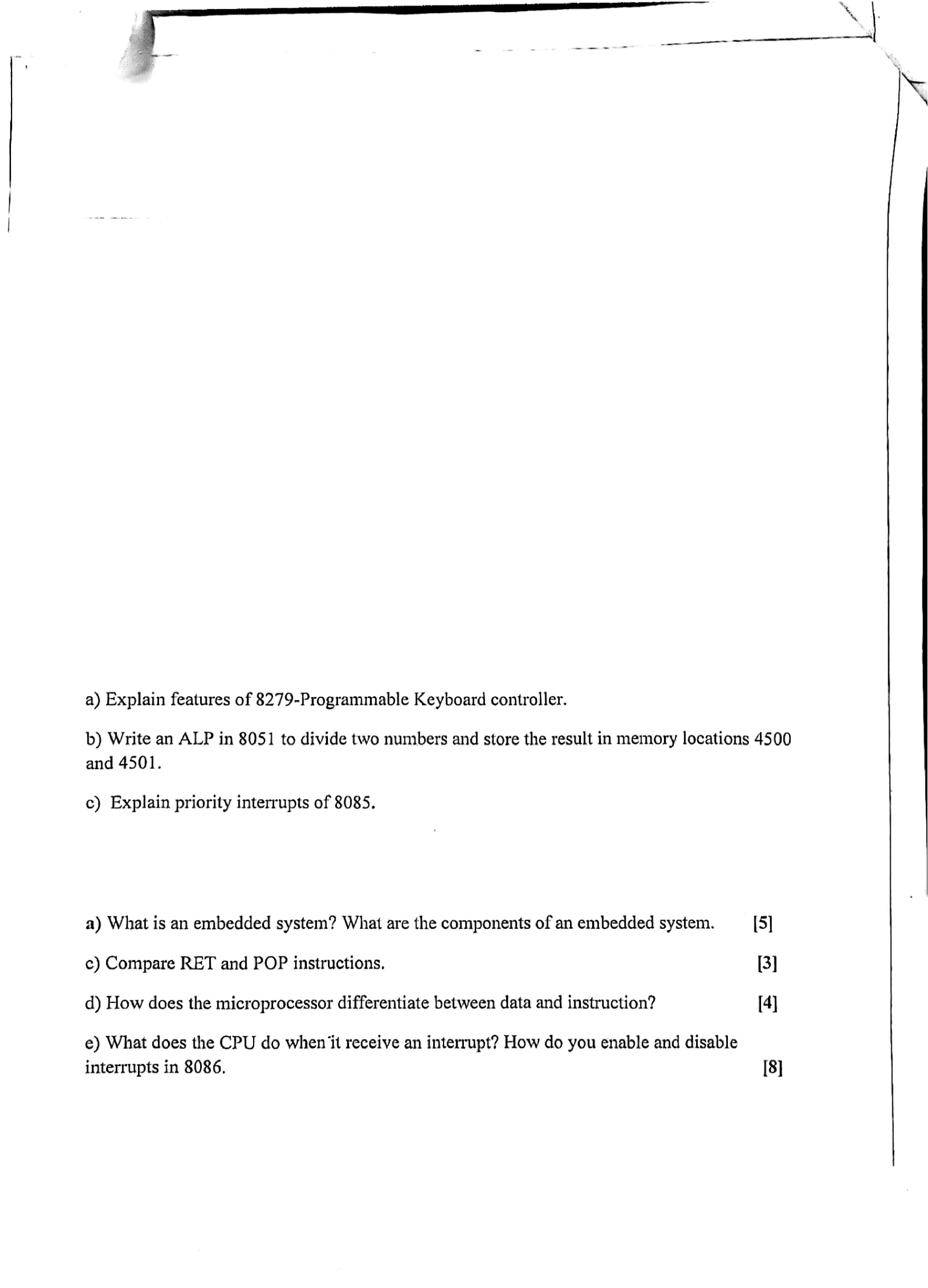 Solved a) ﻿Explain features of 8279-Programmable Keyboard | Chegg.com
