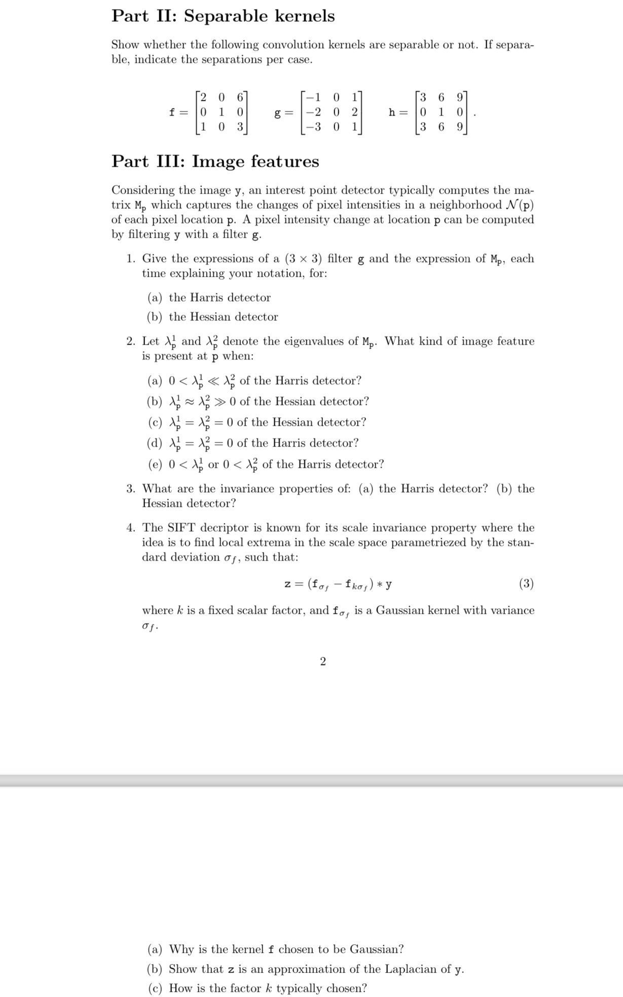 Solved Part Ii Separable Kernels Show Whether The Following 