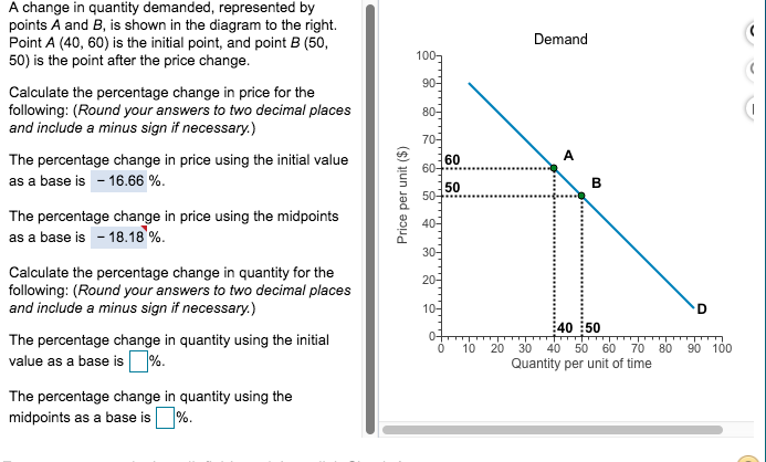 Solved A change in quantity demanded, represented by points | Chegg.com