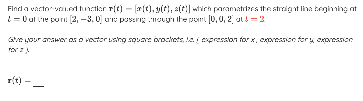 Solved Find a vector-valued function r(t)=[x(t),y(t),z(t)] | Chegg.com