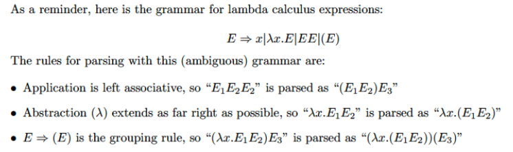 As a reminder, here is the grammar for lambda | Chegg.com