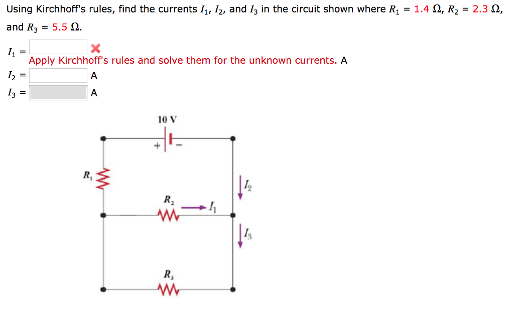 Solved Using Kirchhoff's rules, find the currents 11, 12, | Chegg.com