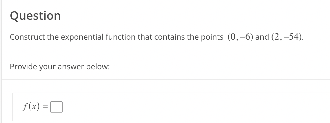 Solved Construct the exponential function that contains the | Chegg.com