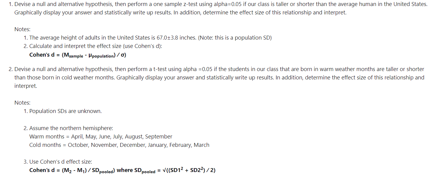 Solved 1. Devise a null and alternative hypothesis, then | Chegg.com
